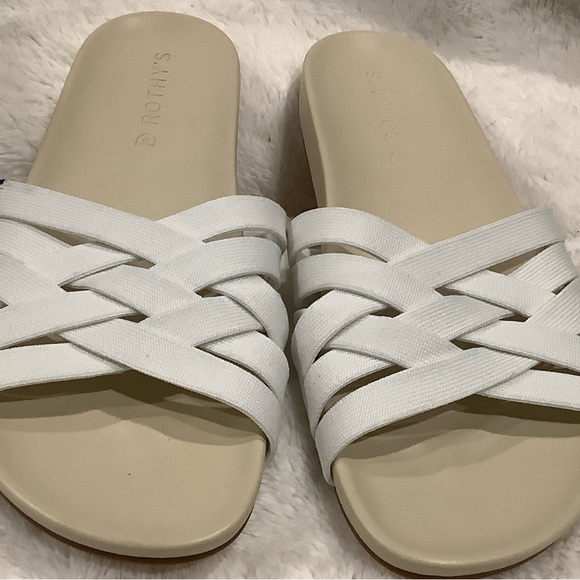 Rothy's | Shoes | Rothys The Slide Cloud White Crossover Fabric Sandals ...